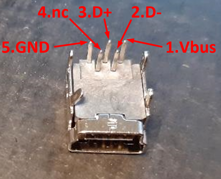 Brochage de la prise USB Mini B | Christian Pc